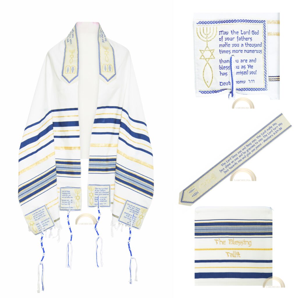 The Blessing Tallit, Messianic Prayer Shawl Christian, Navy Blue ...