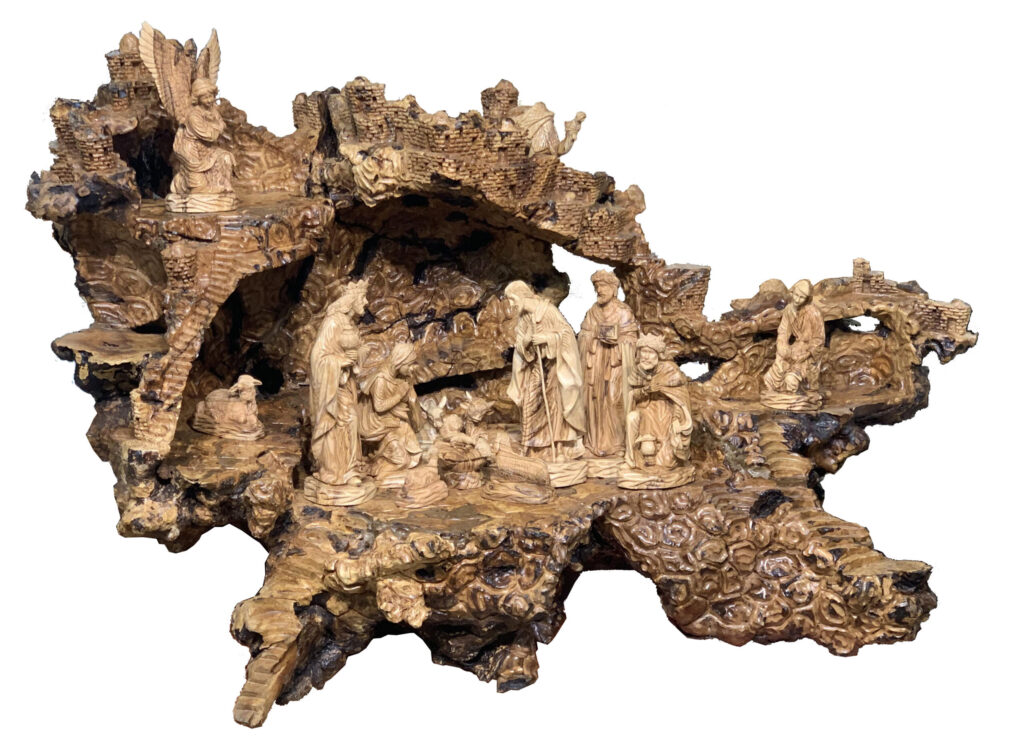 Olive Wood Unique Natural Cave Nativity Set, Hand Carved By Artist Sunu ...