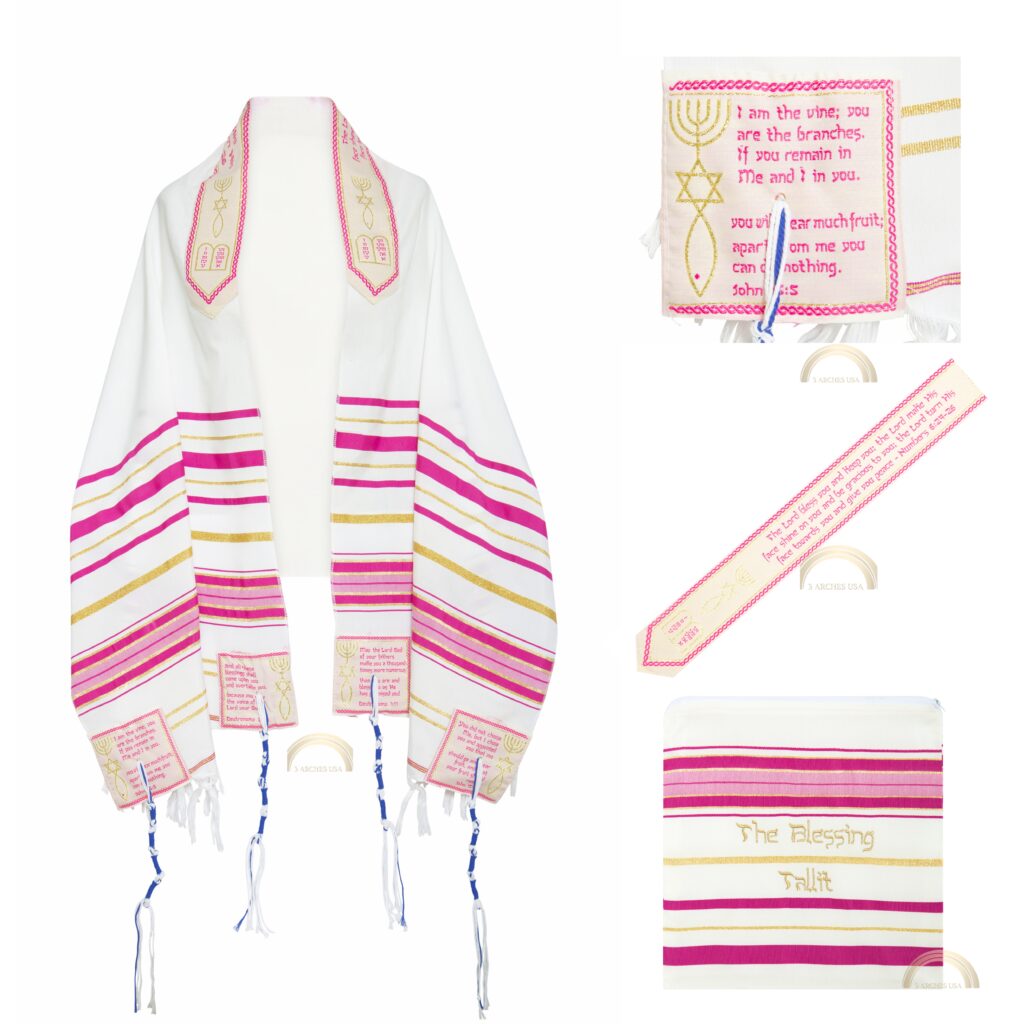 The Blessing Tallit, Messianic Prayer Shawl Christian, Pink Messianic ...